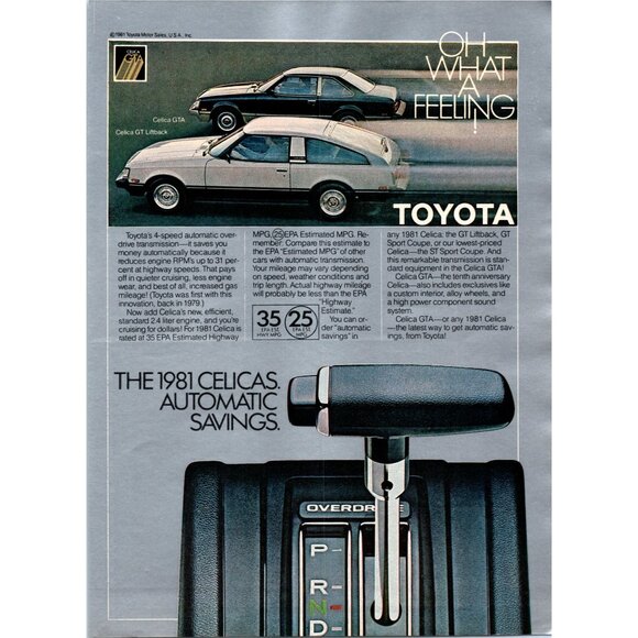 Toyota | Art | 981 Toyota Celica Gt Liftback Gta Coupe Vintage Print Ad ...